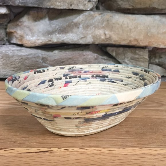 Accents | Newspaper Recycled Bowl Coiled Paper Jewerly Trinket Dish ...